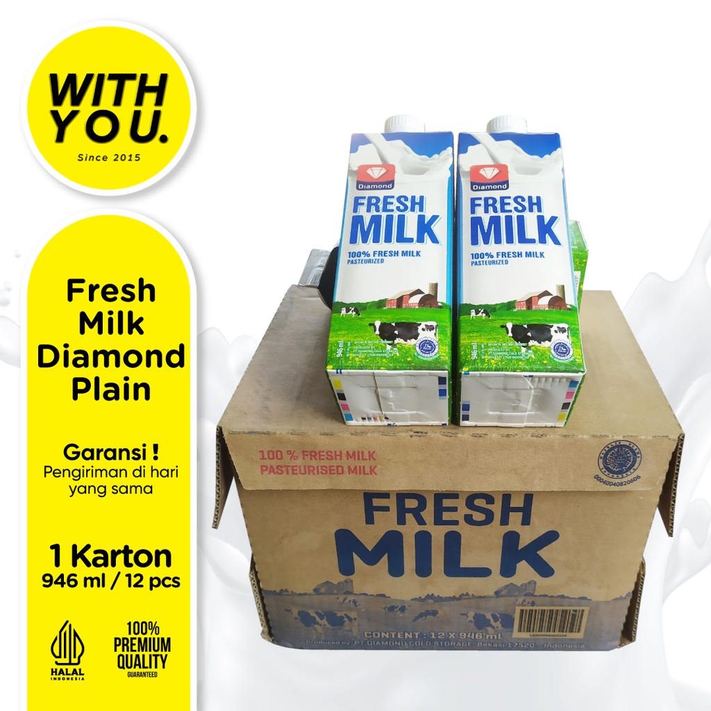 Jual Diamond Fresh Milk Susu Pasteurisasi Plain 1 Karton @12pcs 946ml ...