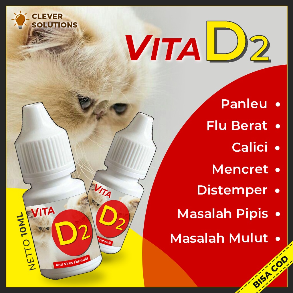 Jual Vita D2 10 ml Obat Virus Kucing Flu Berat, Panleu, Calici ...