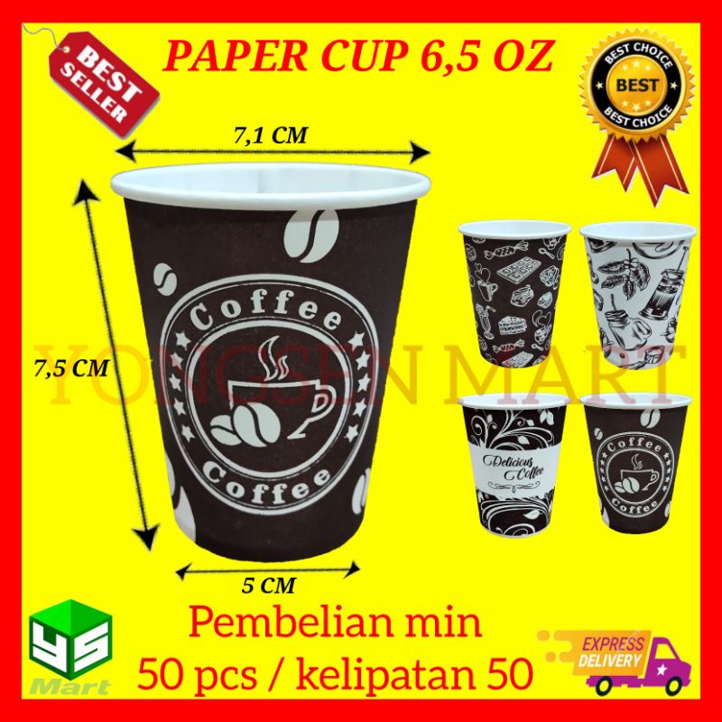 Jual Paper cup 6,5 OZ / gelas kertas / cup kopi 6,5 OZ design motif / polos 180ml | Shopee Indonesia
