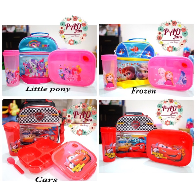 Jual Set bekal frozen / tempat makan set karakter / tempat maoan cars ...