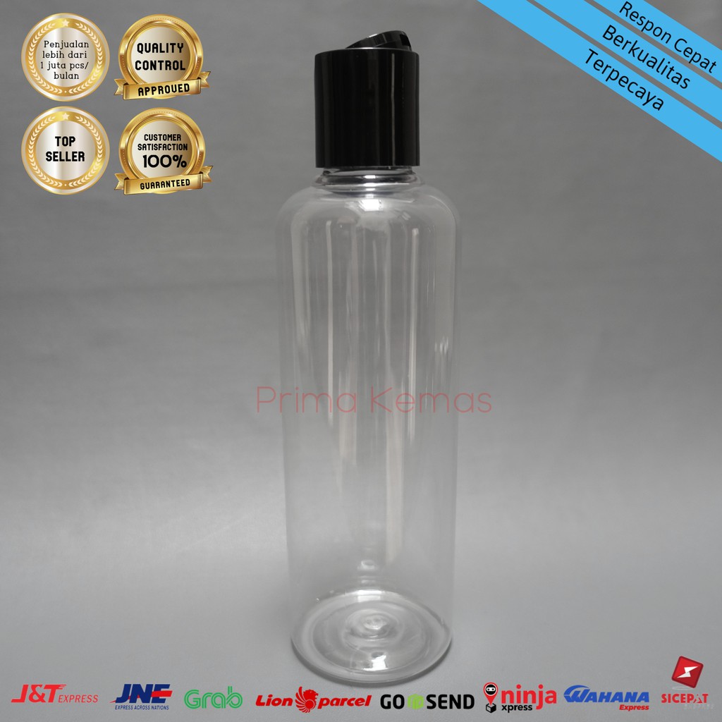 Jual Botol Presstop 250 ml - botol kosmetik 250 ml - botol skincare Pet 250 ml Natural | Shopee ...