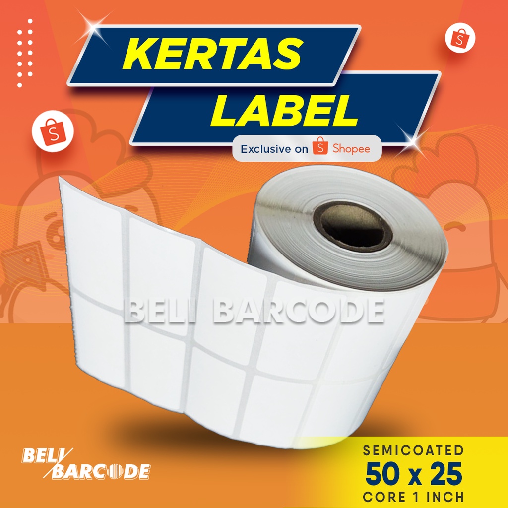 Jual KERTAS BARCODE LABEL SEMICOATED 50X25 - 50 X 25 @4000 2LINE ...