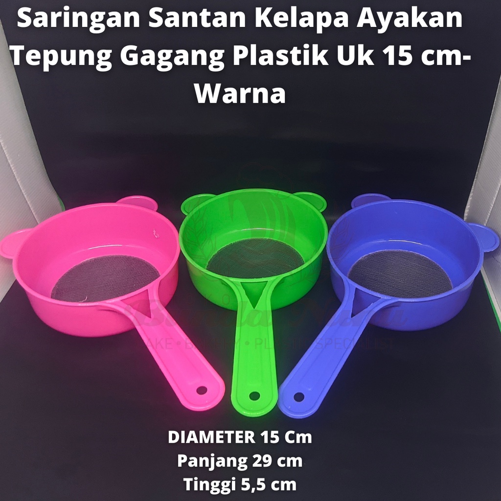 Jual Saringan Santan Kelapa Gagang Plastik Ayakan Tepung Halus Uk 15 cm ...