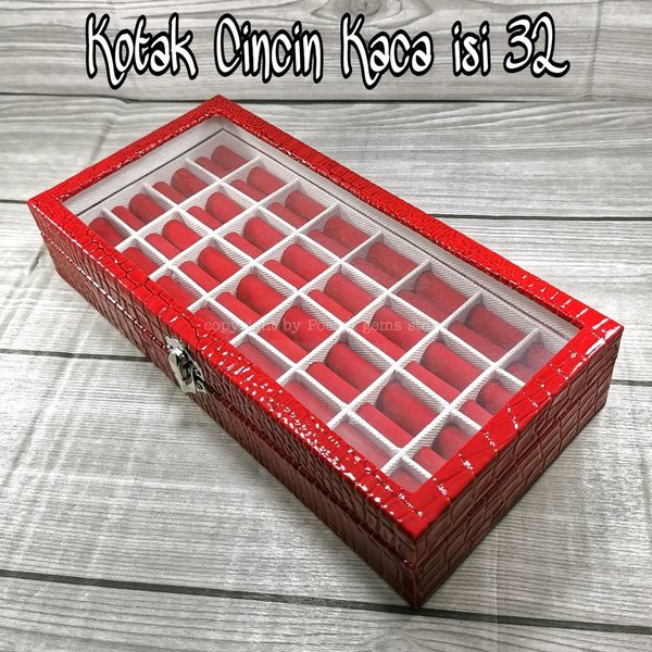 Jual Kotak Cincin Batu Permata Box Kaca Isi 32 Premium | Shopee Indonesia