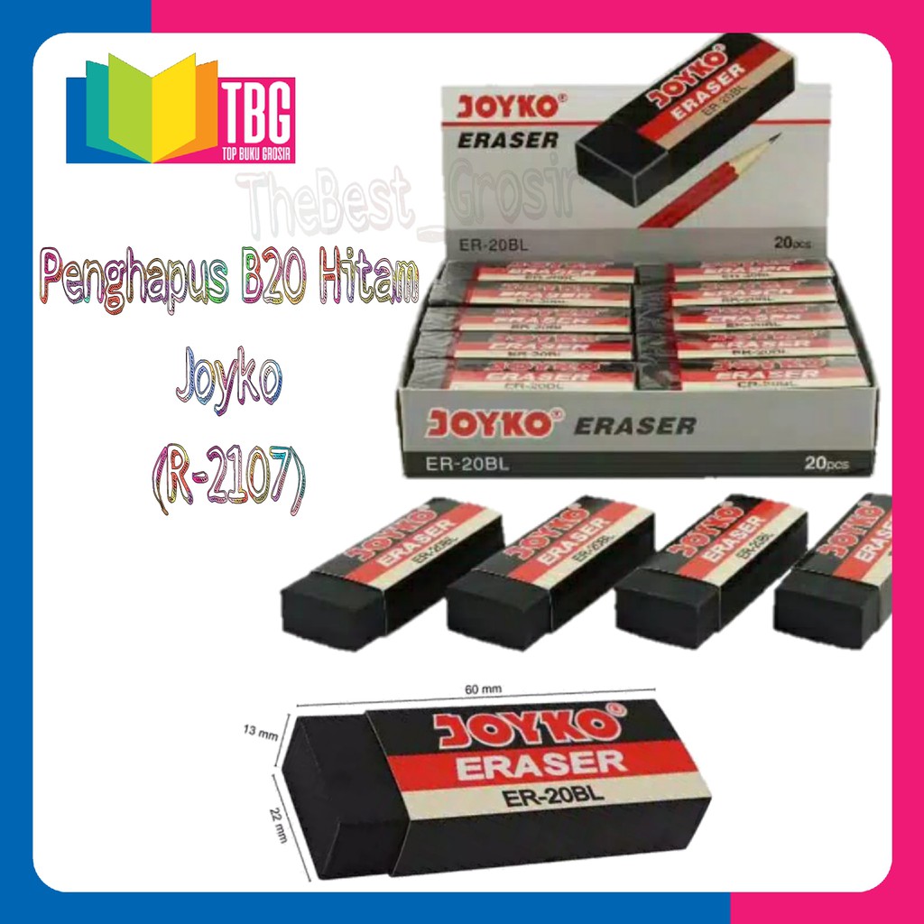 Jual 1 PCS PENGHAPUS BESAR B20 HITAM JOYKO / STIP PENSIL / ERASER (R ...