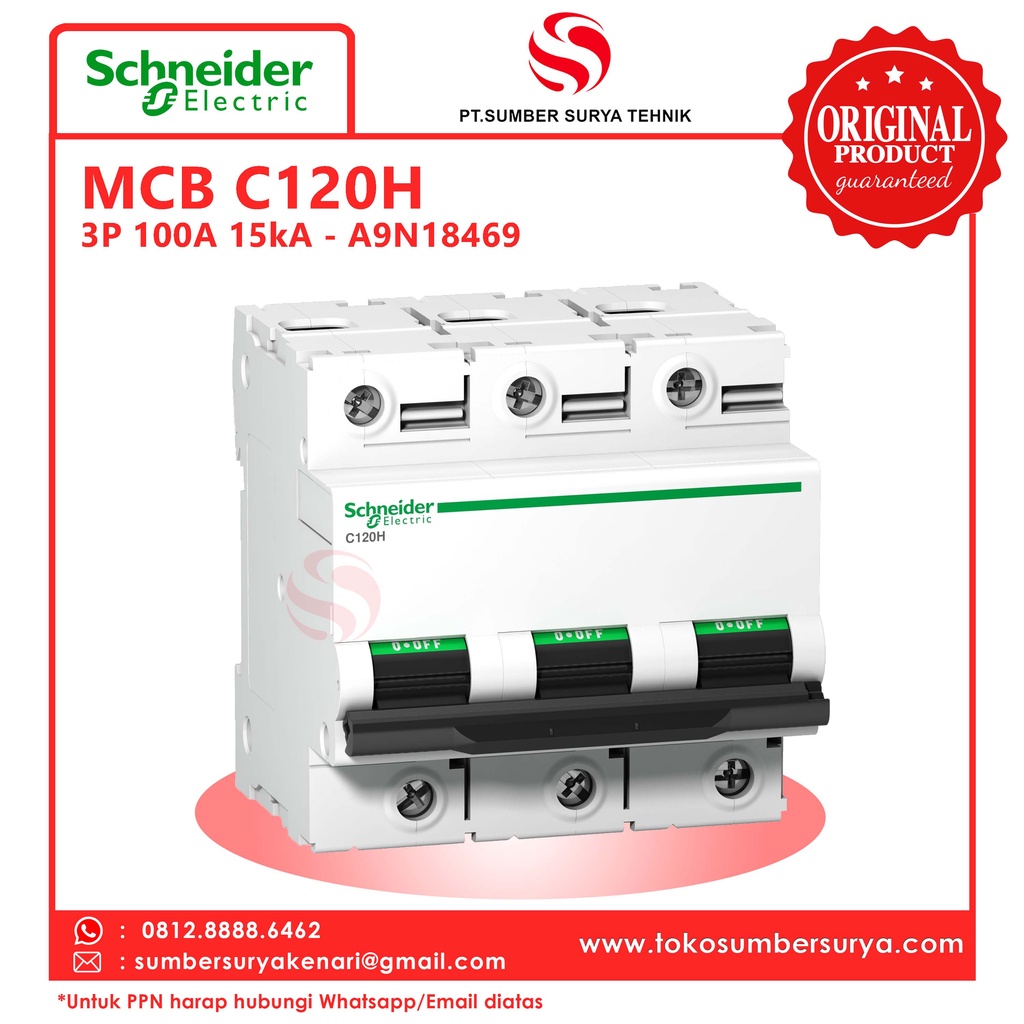 Jual MCB C120H 3P 100A 15kA A9N18469 Schneider | Shopee Indonesia