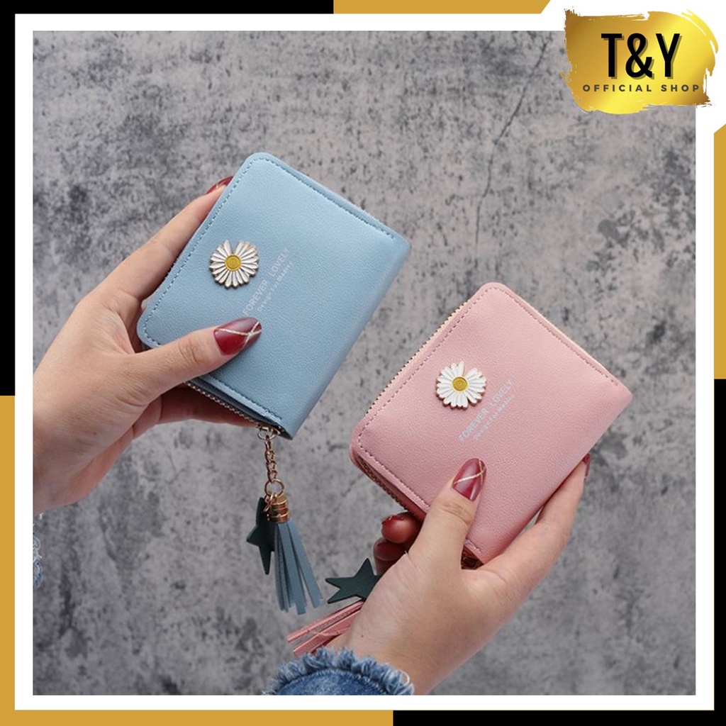 Jual T&Y Dompet Wanita Kecil Motif Bunga Daisy Dompet Lipat Kecil ...