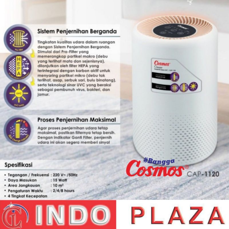 Jual AIR PURIFIER With HEPA + UVC COSMOS CAP-1120 AREA 10 M2 | Shopee ...
