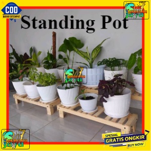 Jual Rak Pot Bunga model lurus Tatakan Pot Standing Pot Rak Kayu ...