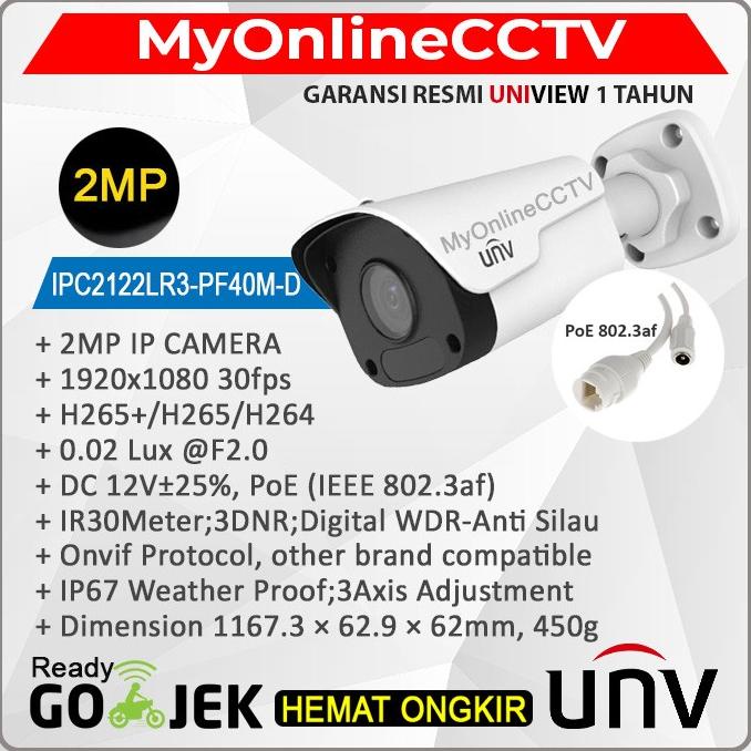 Jual Ipc2122Lr3-Pf40M-D Unv Uniview Resmi Ip Camera Cctv Outdoor 2Mp Poe | Shopee Indonesia