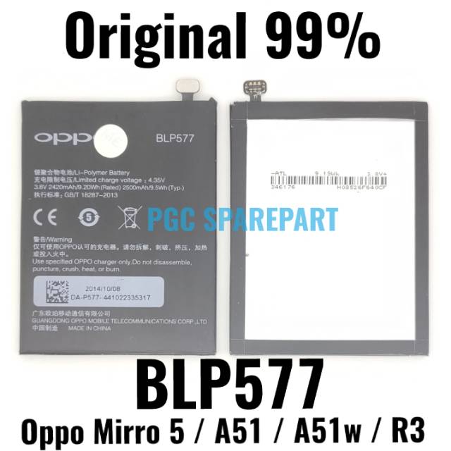 Jual 99% Baterai BLP577 BLP-577 OP Mirror 5 A51 A51w R3 - Batu Batre ...