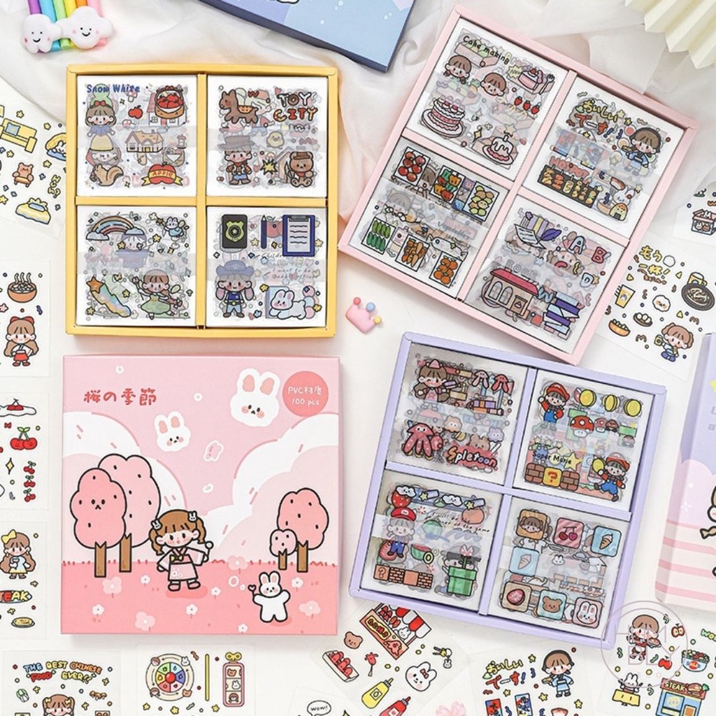 Jual Korean Waterproof Cute Scrapbook Sticker PVC / Sticker Journal ...