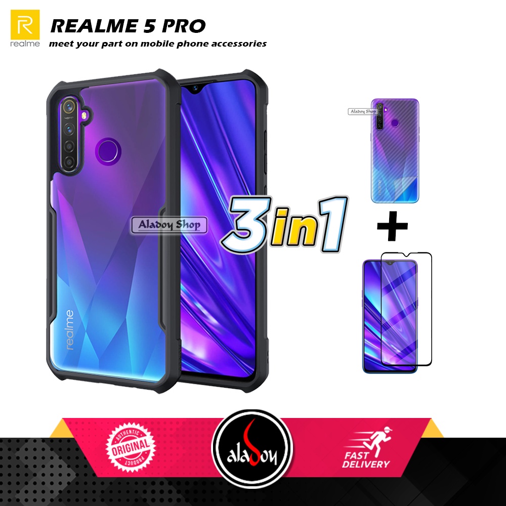Jual Case REALME 5 PRO Armor Fushion Transparent Casing + Tempered ...