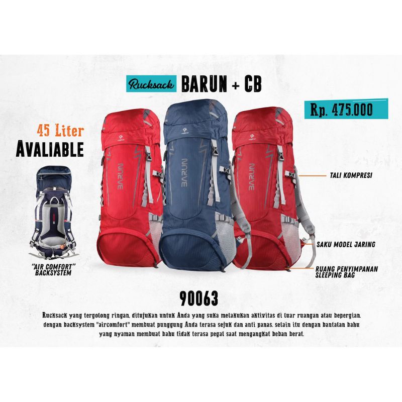 Jual TAS CARRIER 45 LITER FORESTER 90063 RUCSACK 45L BARUN | Shopee ...