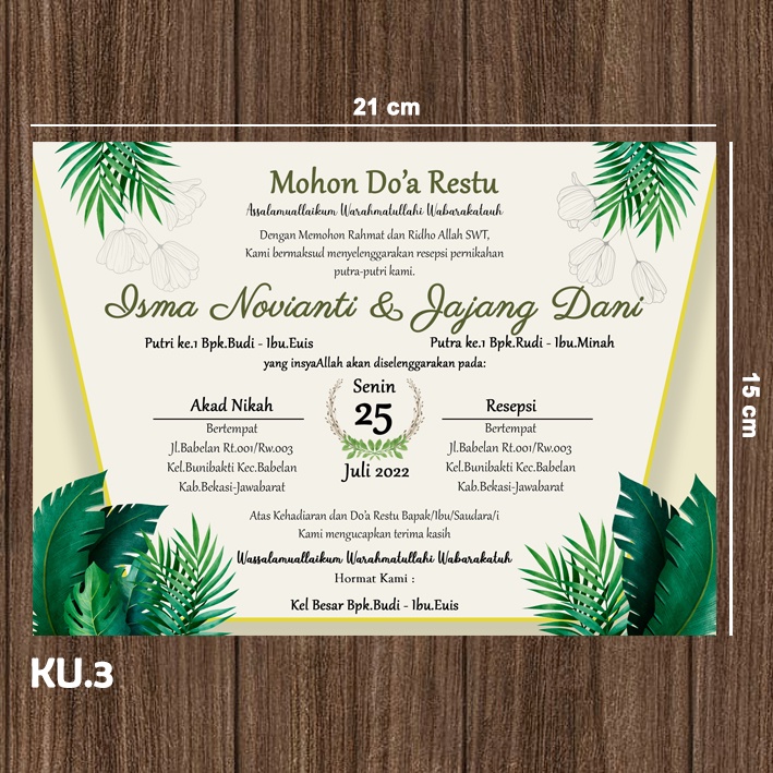 Jual Kartu Undangan Murah | Kartu Undangan Punjungan | Cetak Undangan ...