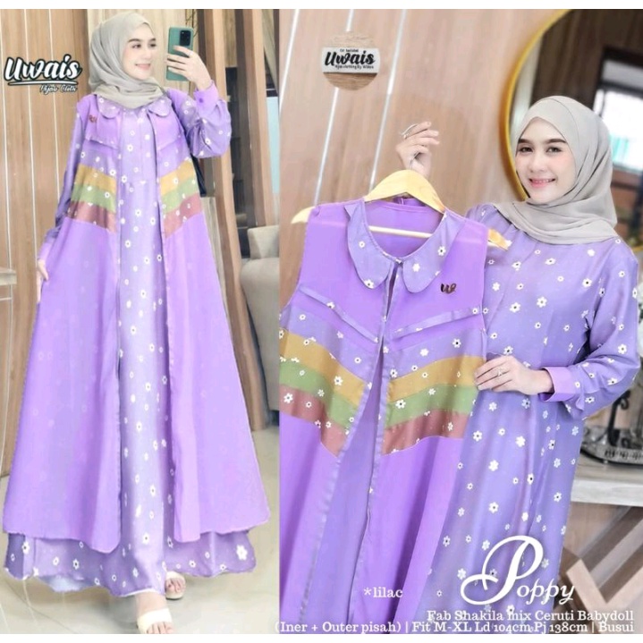 Jual Gamis Poppy Maxy 2IN1 Bunga (Outer Lepas) | Shopee Indonesia