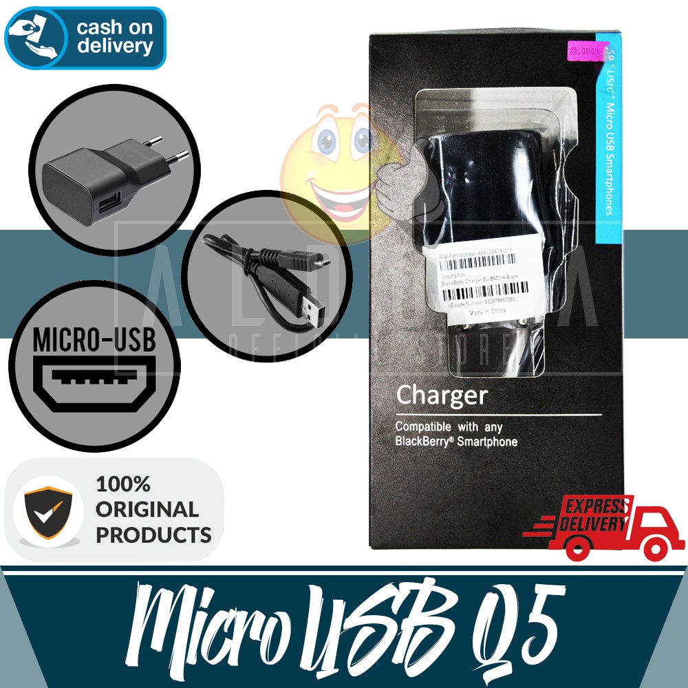 Jual Travel Charger Original Black Berry Casan Q10 Micro USB V8 1 ...