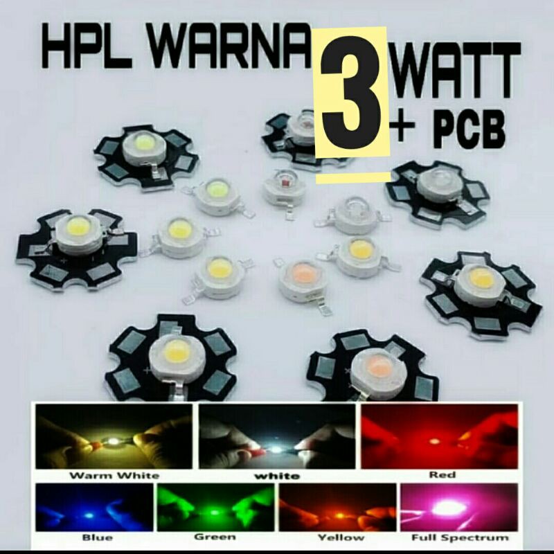 Jual Lampu LED HPL 3W / 3 Watt + Heatsink Pilih Warna | Shopee Indonesia