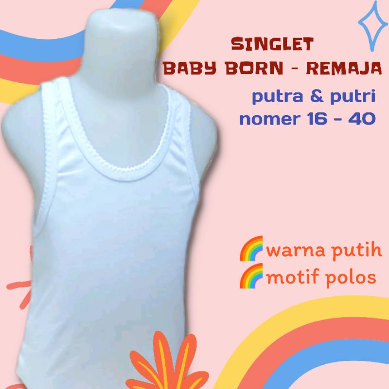 Jual SINGLET ANAK, POLOS PUTIH, NO. 16-40, lalan | Shopee Indonesia