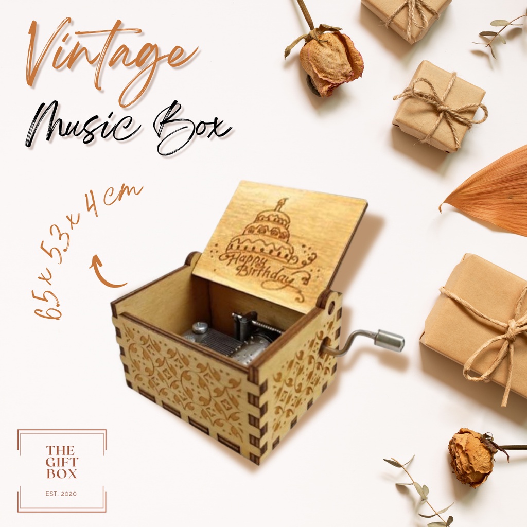 Jual KOTAK MUSIK ANTIK | Wooden Vintage Music Box Engraving | Souvenir ...
