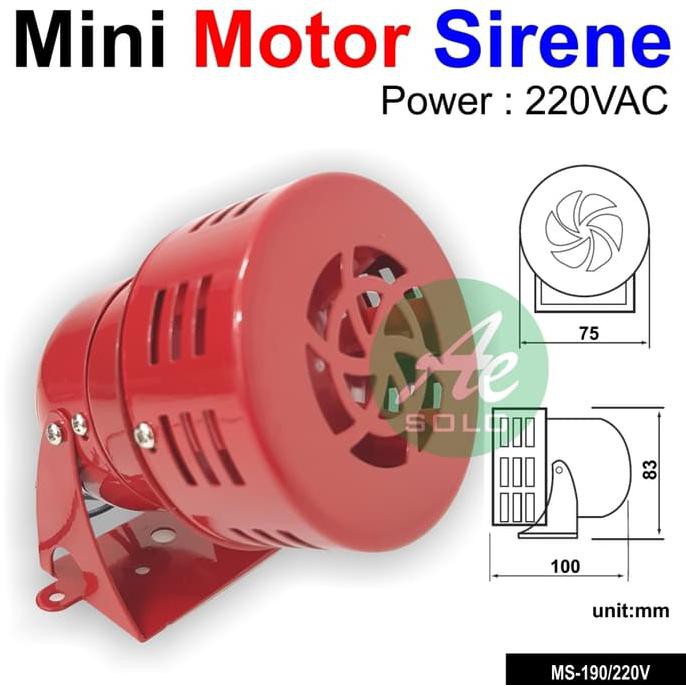 Jual Baby Mini Motor Sirene Ms-190 3" 220Vac Red Metal Sirine Siren ...