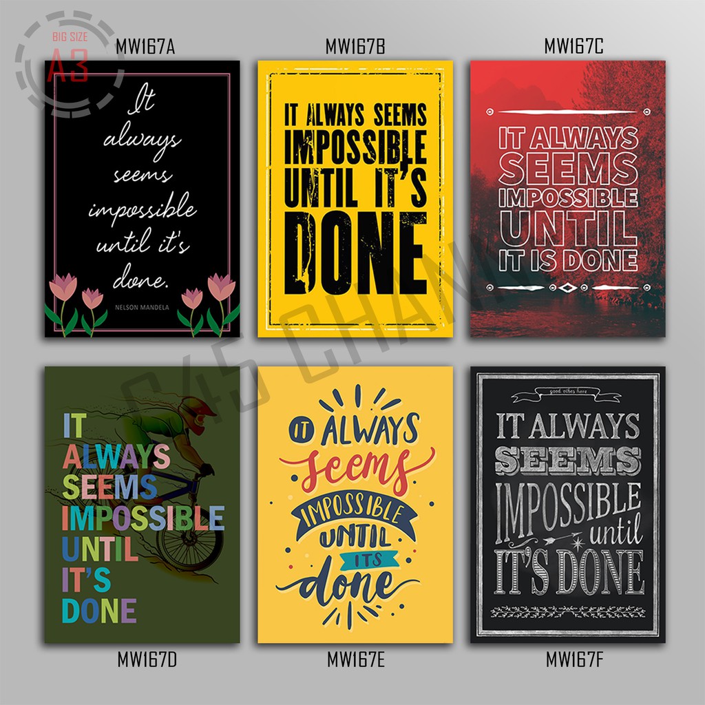 Jual Poster Motivasi Seems Always Impossible Hiasan Pajangan Kayu MDF ...