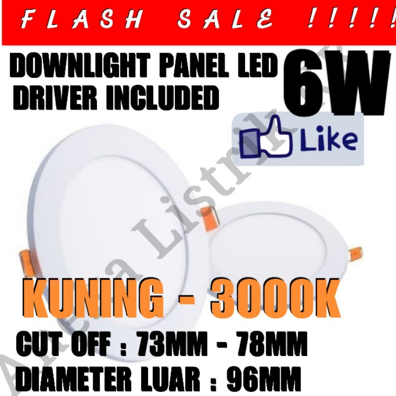 Jual LAMPU DOWNLIGHT PANEL LED 6w KUNING BULAT 6watt TIPIS PLAFON RUMAH ...