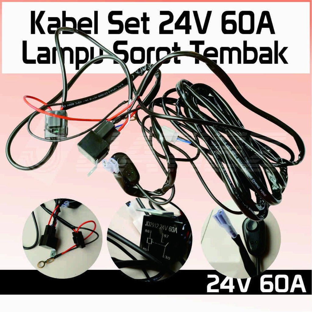 Jual Wiring Kabel Lampu Tembak Led Bar Remot Strobo Relay & Fuse 12V ...