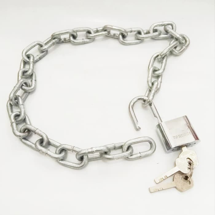 Jual rantai gembok 80 cm set / gembok motor / gembok pagar / rantai ...