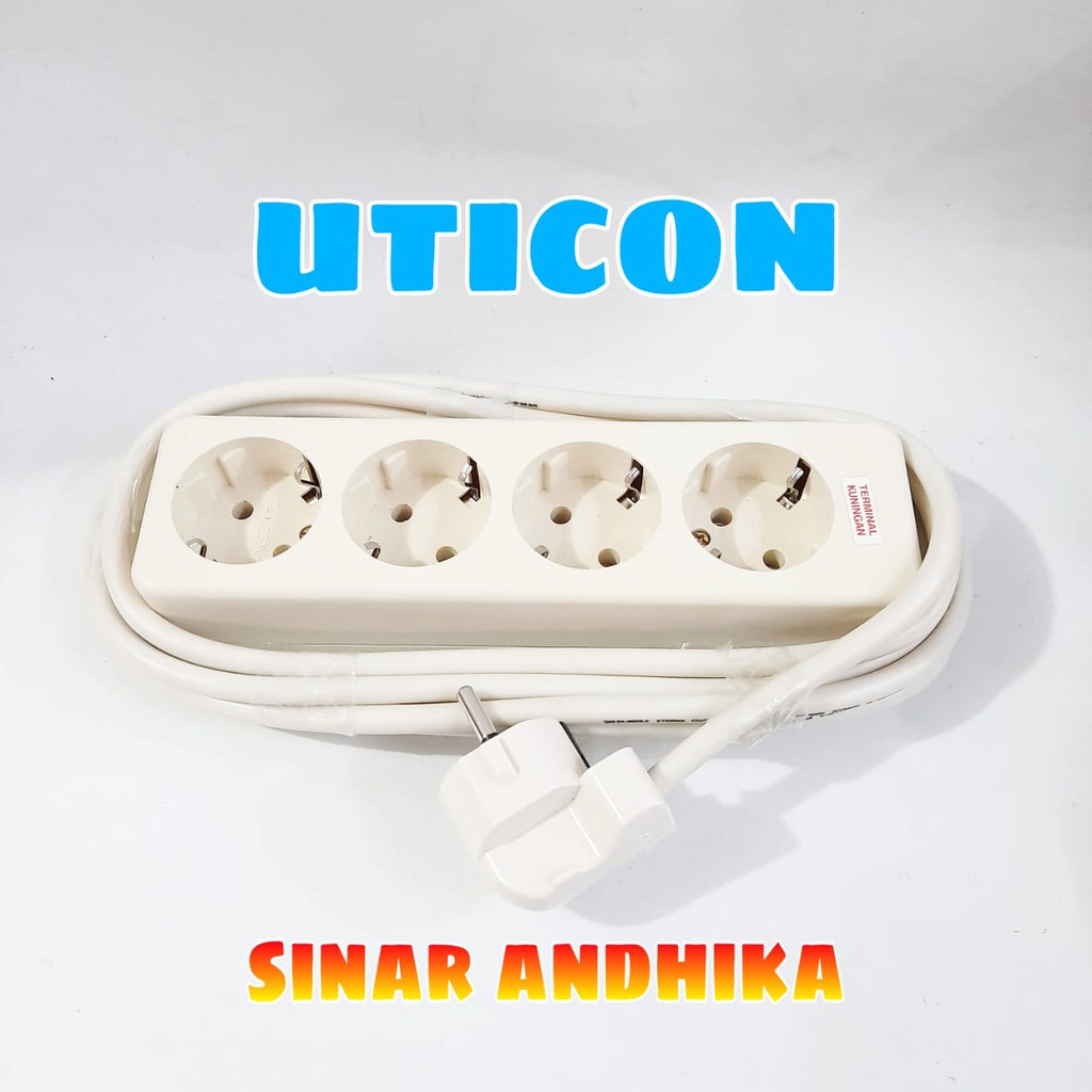 Jual STOP KONTAK UTICON 4 LUBANG + STEKER + KABEL 3M ST-148+S-30+3M | Shopee Indonesia