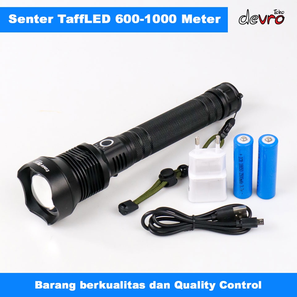 Jual Senter LED Long Range Zoom 600-1000 Meter - LED XHP70.2 - TaffLED ...