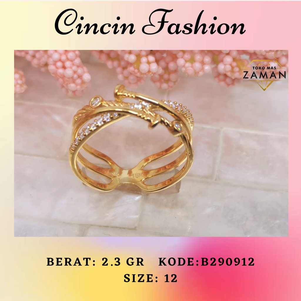 Jual PERHIASAN CINCIN RING EMAS MOTIF PAKU CARTI3R 16K | Shopee Indonesia