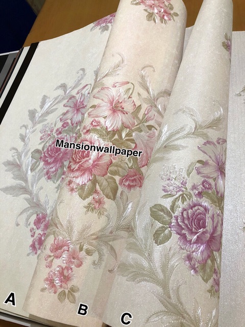Jual Wallpaper Dinding Bunga Rose Ungu Pink Klasik Mewah Timbul Elegan | Shopee Indonesia