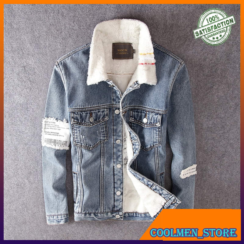 Jual Jaket Jeans Pria / Jaket Denim Pria Korean Fashion Winter Jacket ...