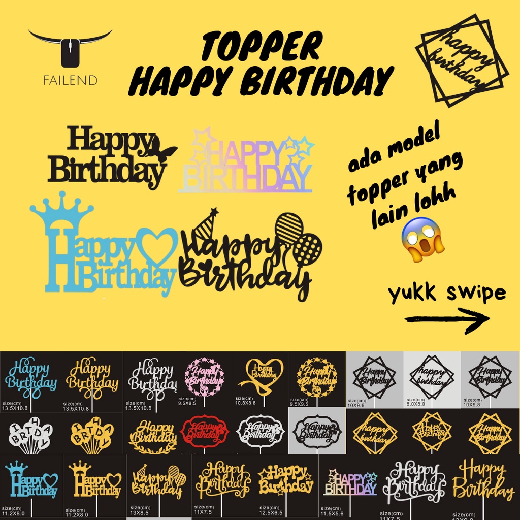 Jual Cake Topper Tulisan Happy Birthday Untuk Dekorasi Kue Ulang Tahun ...