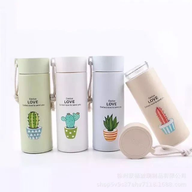 Jual BOTOL MINUM KACA UNIK BOTOL MINUM KACA MOTIF KAKTUS BOTOL MINUM ...