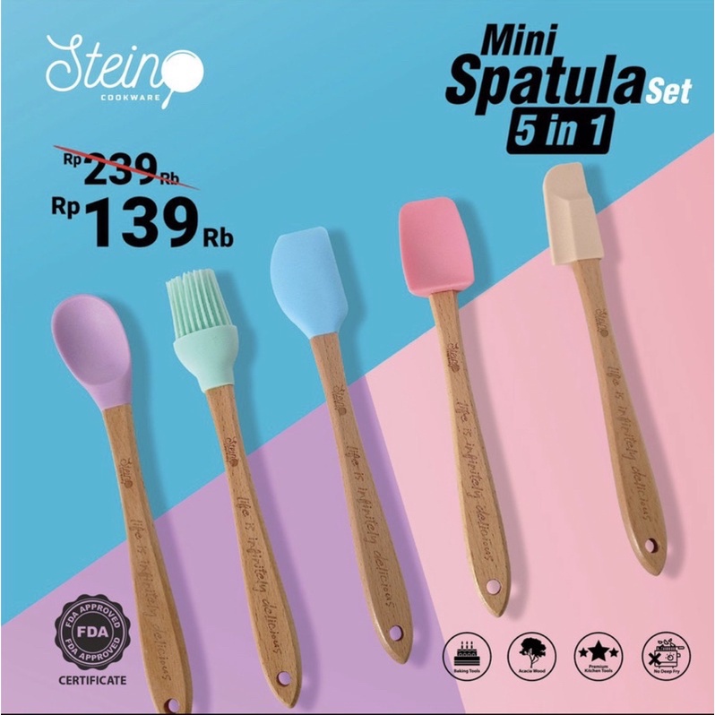 Jual Stein Steincookware Mini Spatula 5in1 Baking Cooking Spatula ...