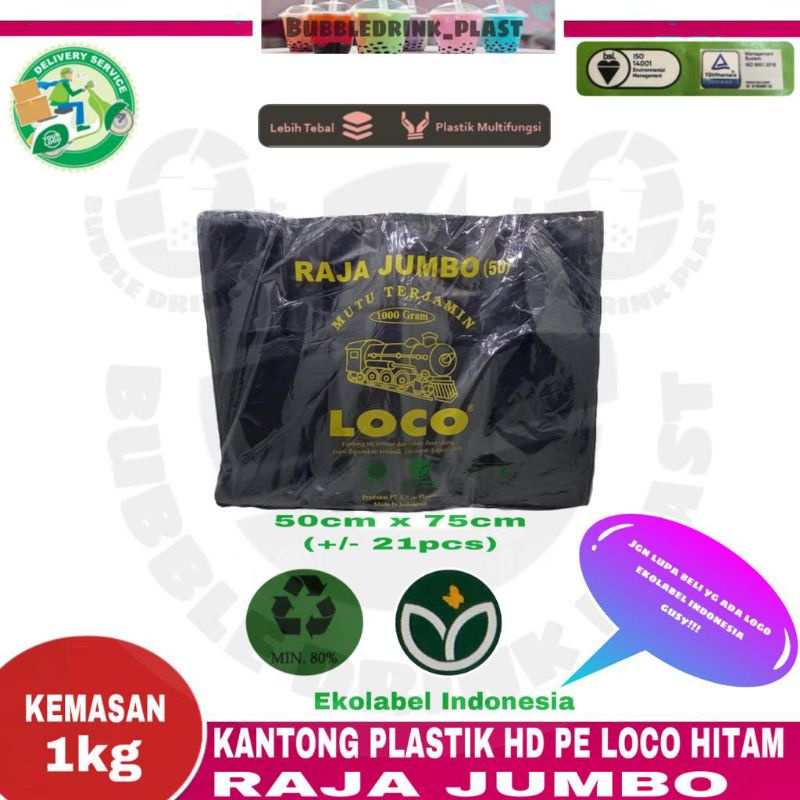 Jual Kantong Plastik Loco Tebal Kresek Hitam Raja Jumbo ukr 50 x 75 ...