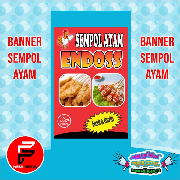 Jual banner/spanduk/backdrop warung sempol ayam ukuran 80 x 100 cm ...