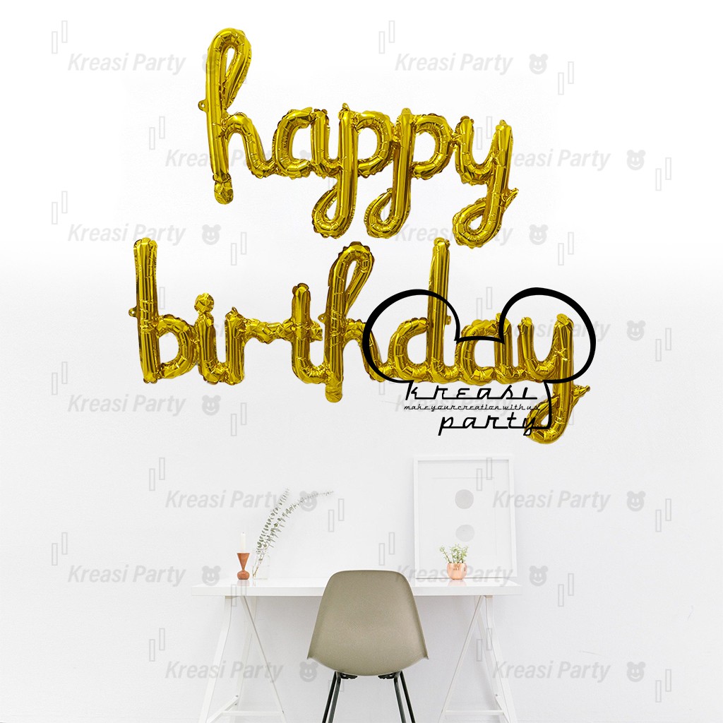 Jual Balon Foil Happy Birthday Sambung Gold / Balon HBD Set / Balon ...