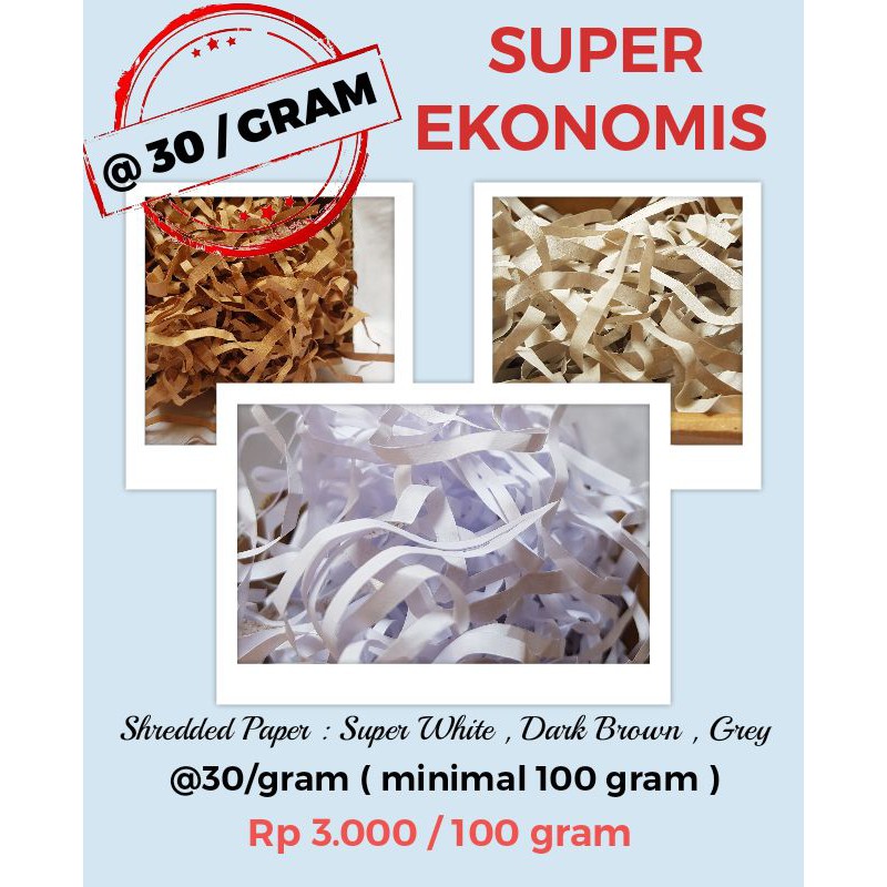 Jual [ 100 GRAMS ] SHREDDED PAPER/ KERTAS CACAH/ GIFT BOX FILLER/ ISIAN ...