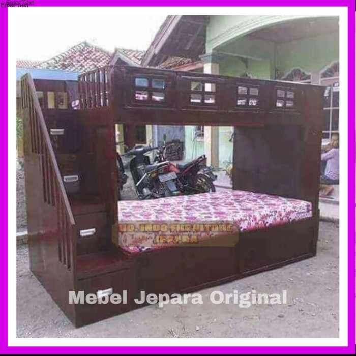 Jual Tempat Tidur Tingkat Susun Tangga Laci Besar Kayu Jati Jepara