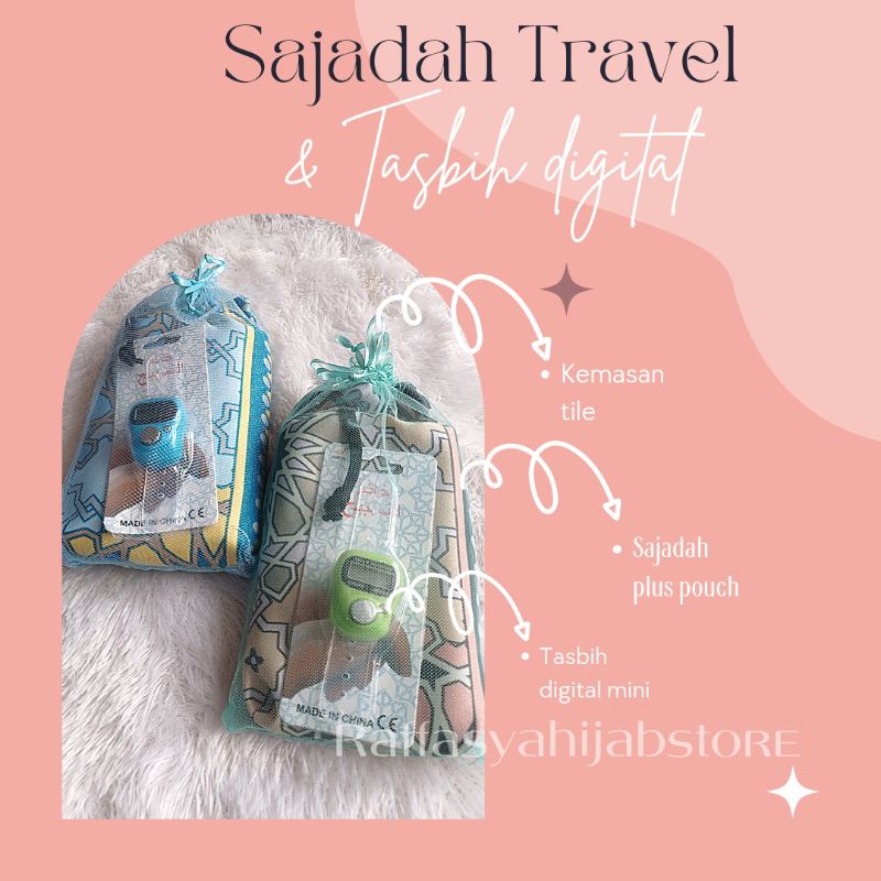 Jual Sajadah Travel plus Tile & Tasbih digital mini | Shopee Indonesia