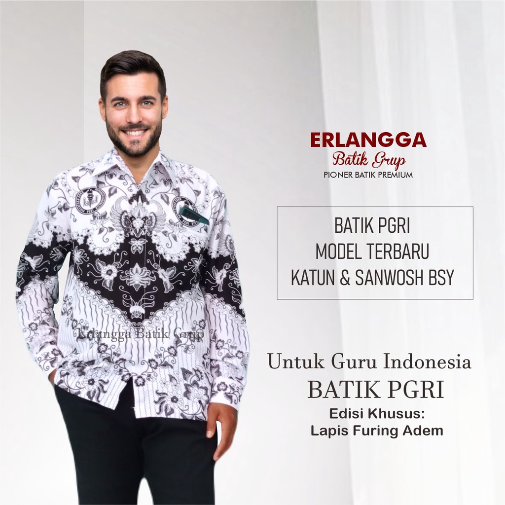 Jual Seragam PGRI Wanita Pria Terbaru 2022 Baju Batik Guru Motif Kusuma Bangsa Batik Pns Full ...