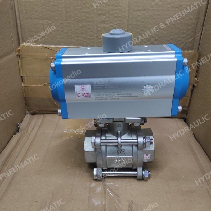 Jual Ball Valve 3Pc 1 1/2" Inch Pneumatic Actuator Double Acting Solenoid | Shopee Indonesia