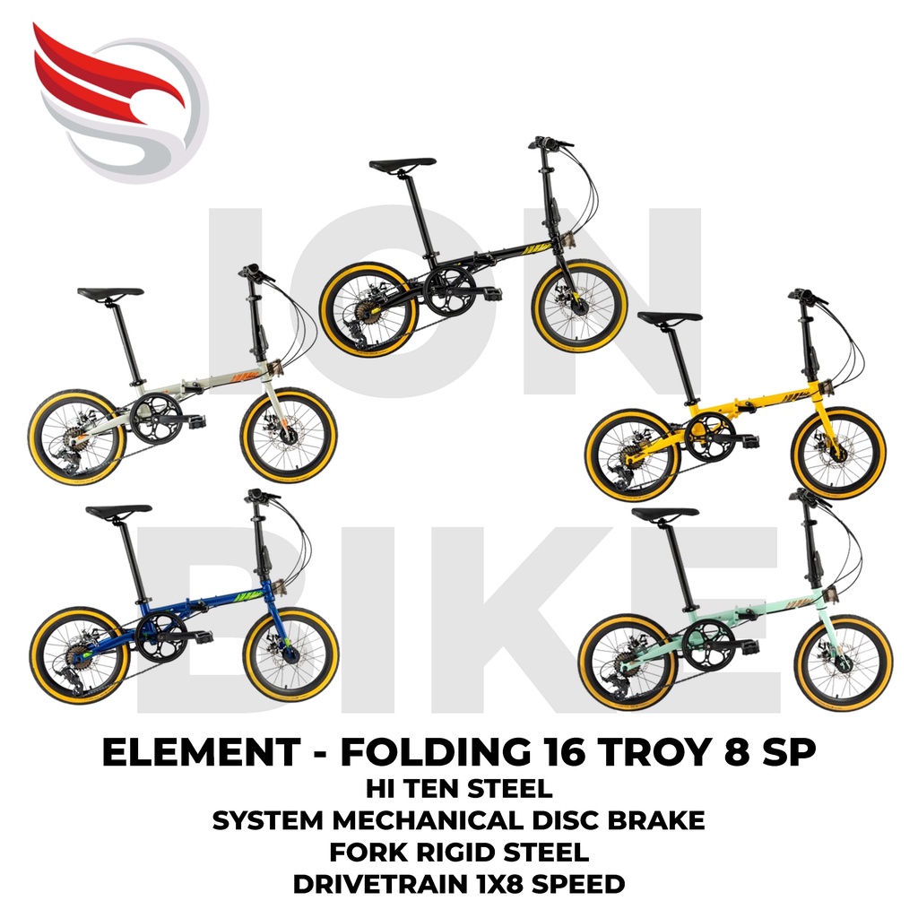 Jual Sepeda Lipat 16 349 Element Troy 8 Speed Terbaru Folding Bike 16 Plus Seli Murah Awet ...