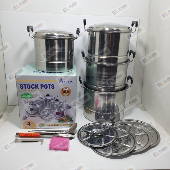 Jual Asta Stock Pot European Dandang Panci Steamer Stainless Set 22 ...