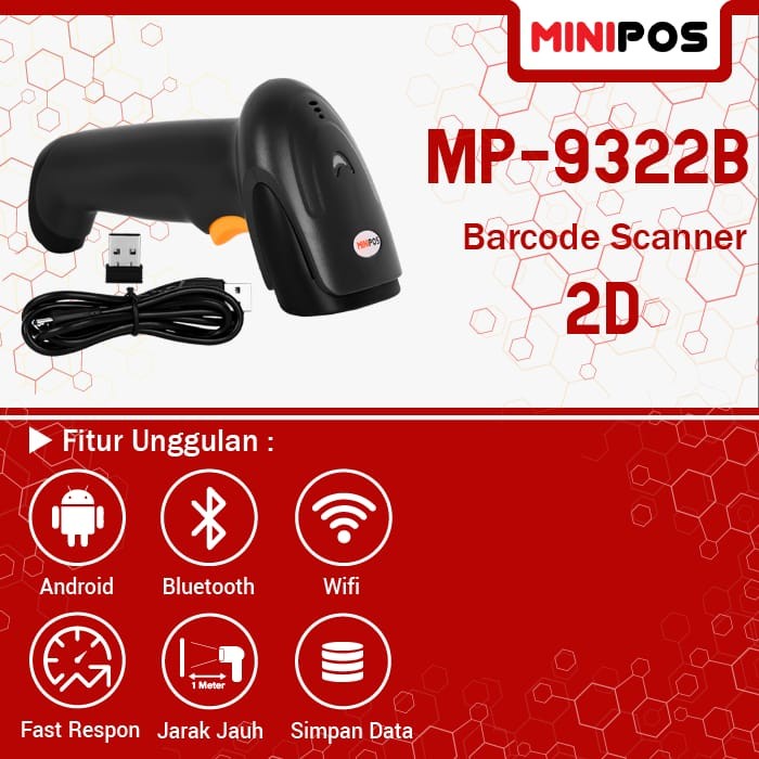 Jual Barcode Scanner 1D+2D MINIPOS MP-9322B, WiFi+Bluetooth | Shopee ...