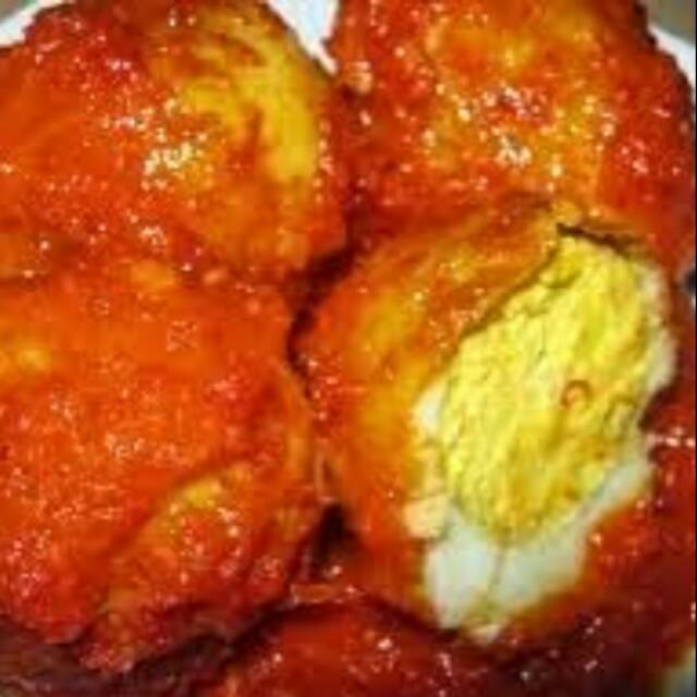 Jual 4 butir Telur ayam bulat balado pedas gurih | Shopee Indonesia