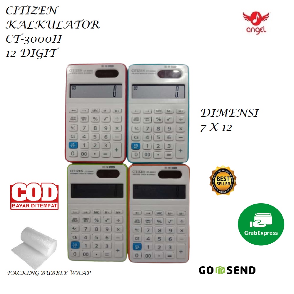 Jual Kalkulator / Calculator CITIZEN CT 3000 II - 12 DIGIT - Kalkulator Mini - Kalkulator Saku ...
